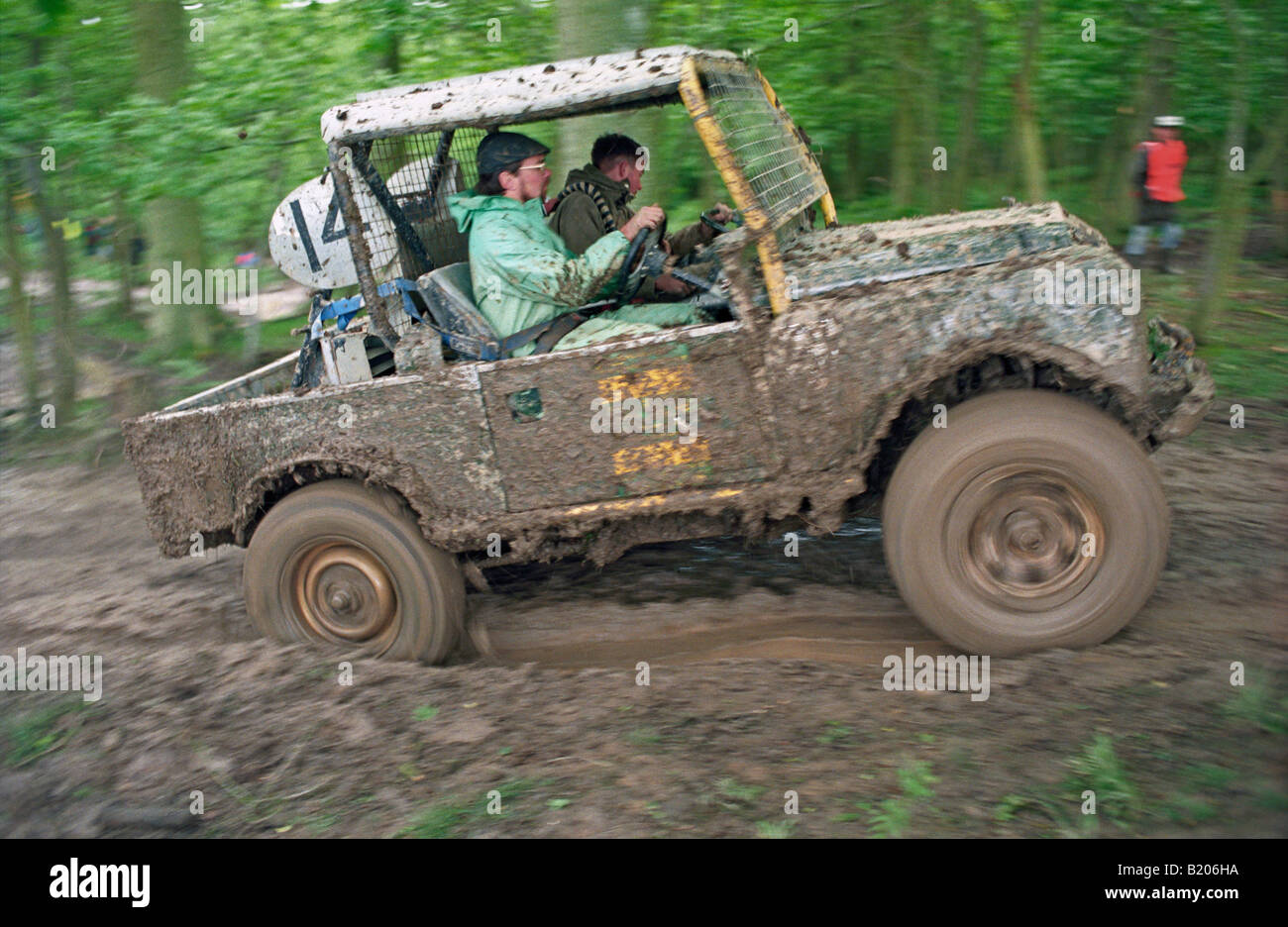 Muddy Land Rover Series 1 based off-road racer competing at the1993 A.R ...
