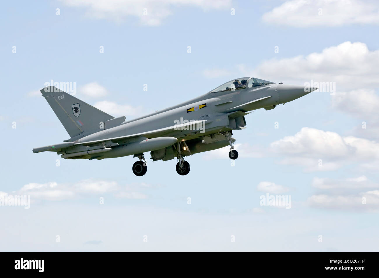 An RAF BA systems Typhoon fighter on final approach Stock Photo - Alamy