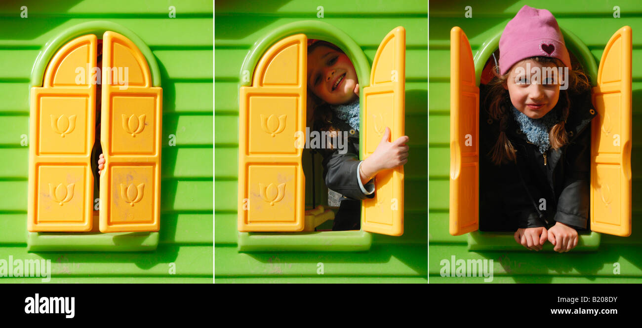 Girl opening a window (series Stock Photo - Alamy