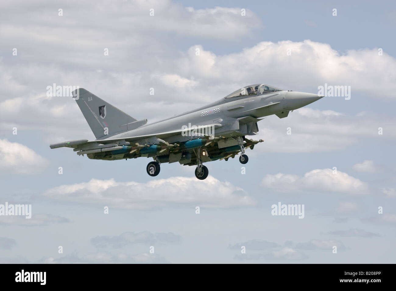 An RAF BA systems Typhoon fighter on final approach Stock Photo - Alamy