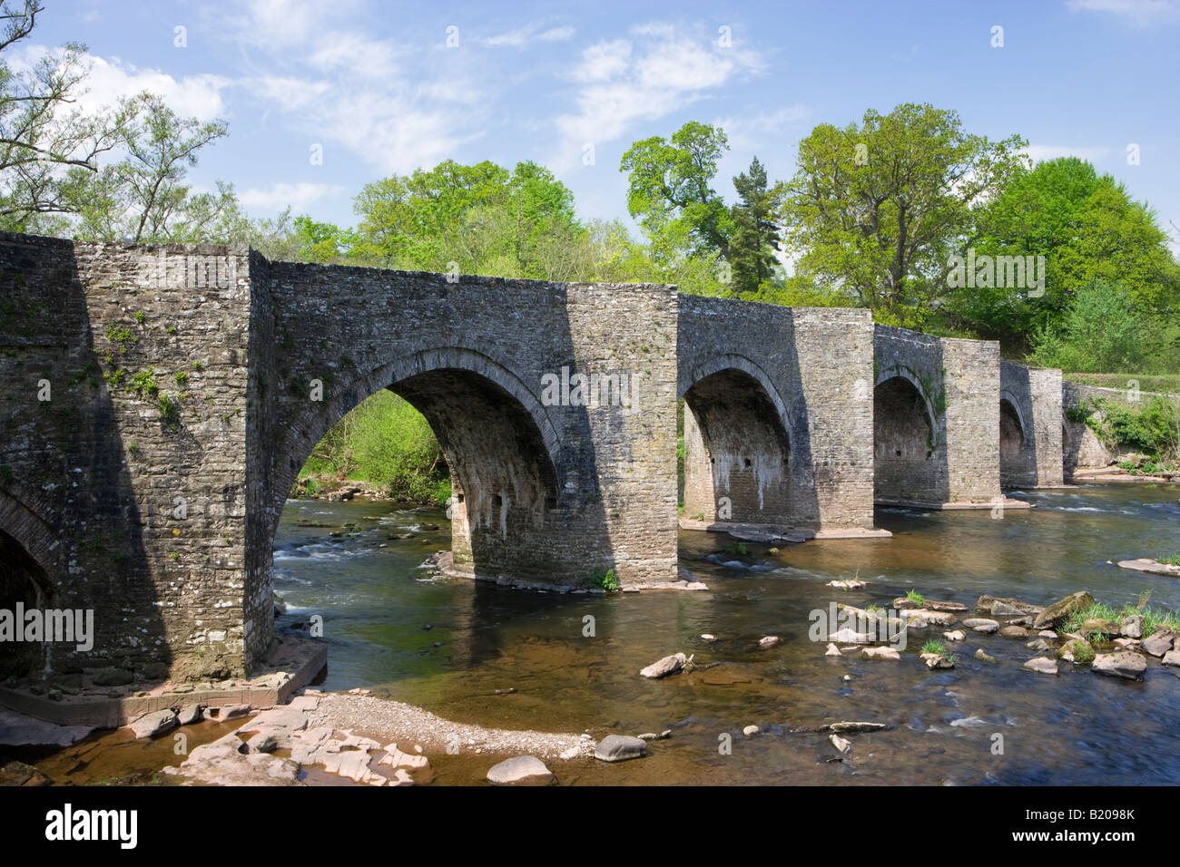 Llangynidr Bridge over River Usk, Powys, Brecon Beacons, Wales, UK ...