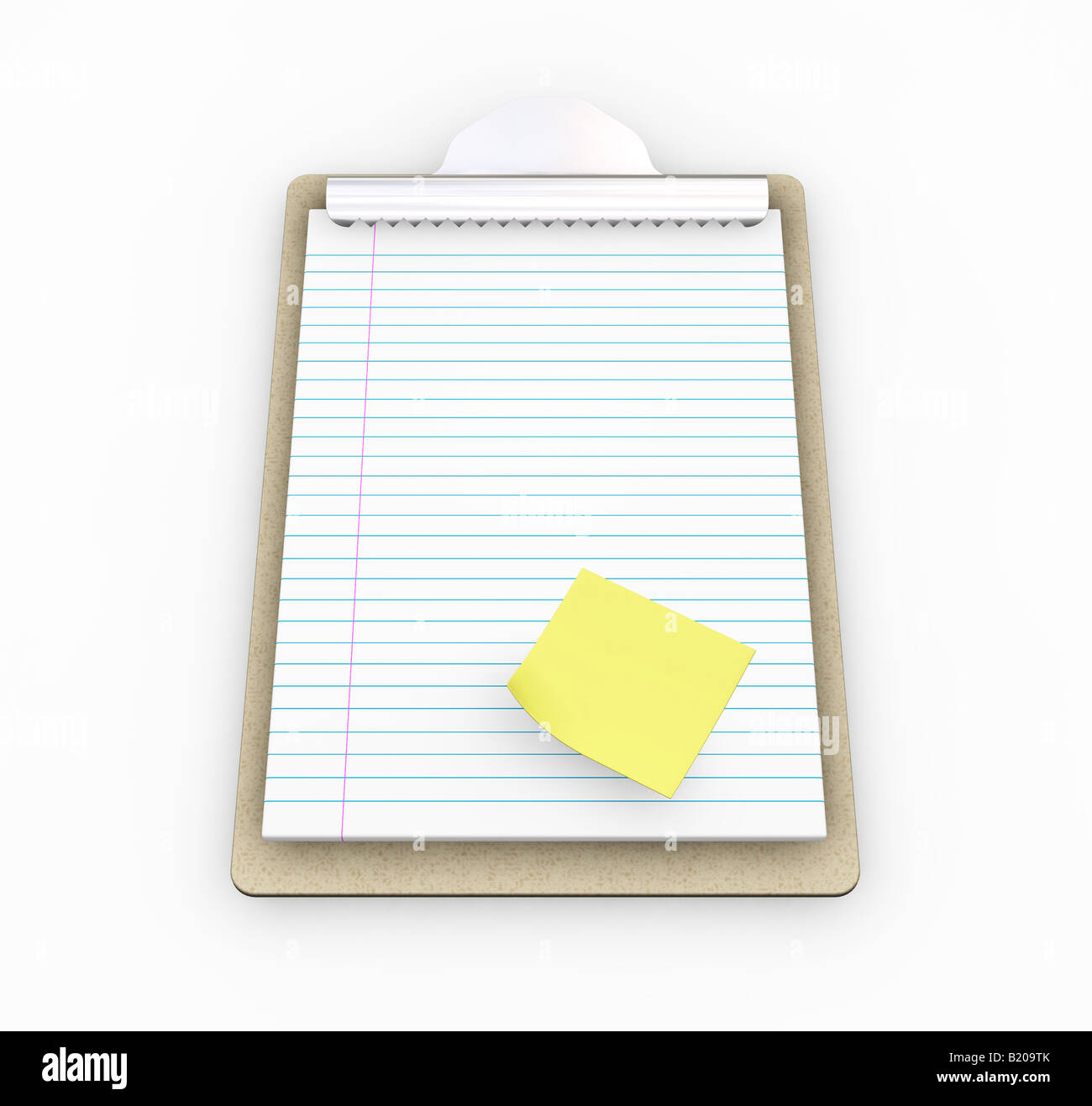 3D render of a clipboard with a post it note Stock Photo - Alamy