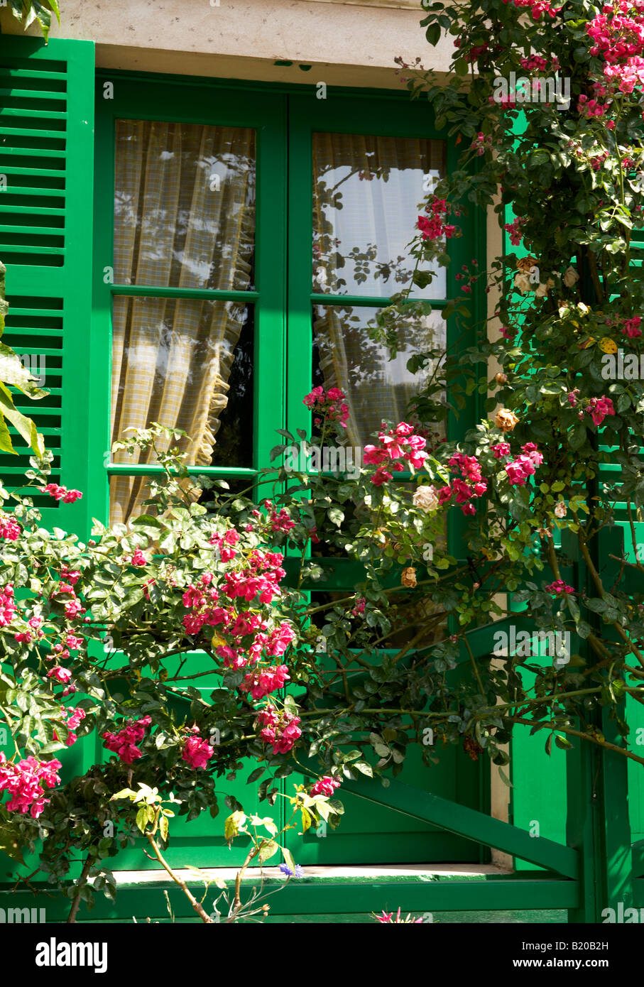 Green shuttered window at Monet's House Giverny France Stock Photo - Alamy