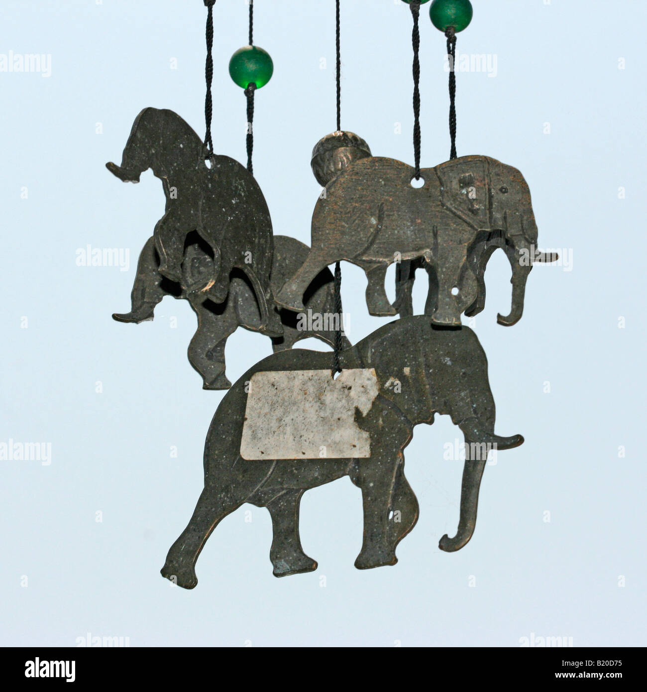 A wind chime of metal elephants Stock Photo - Alamy