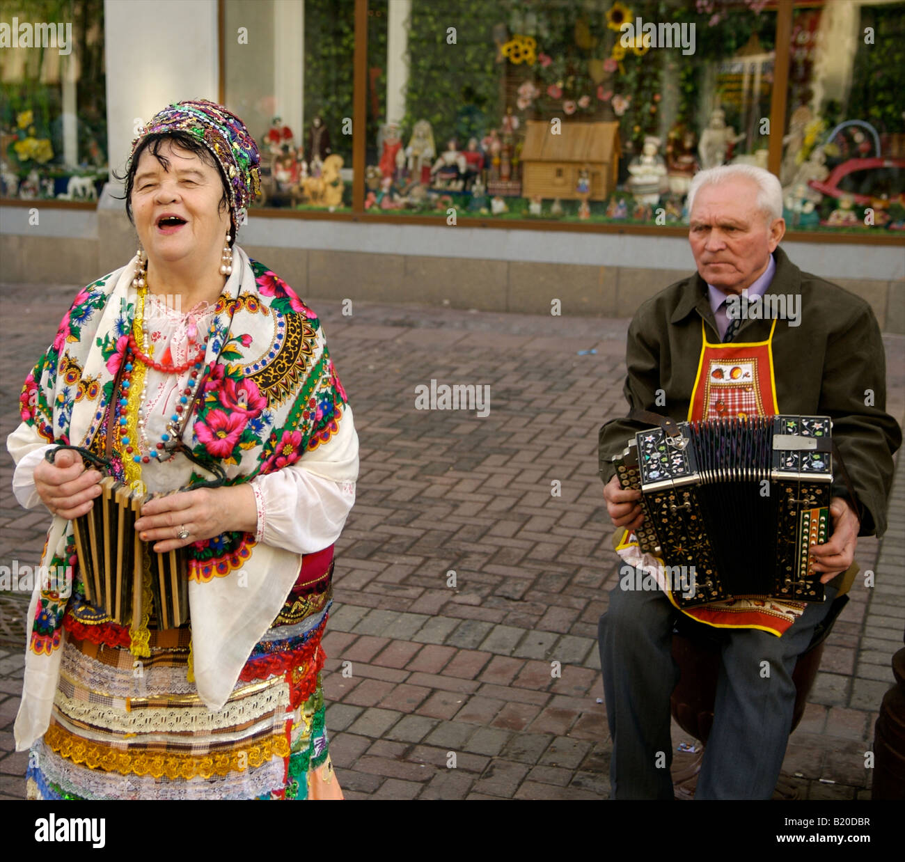 Street Performers in Traditional Costumes - Moscow, Russia Stock Photo ...