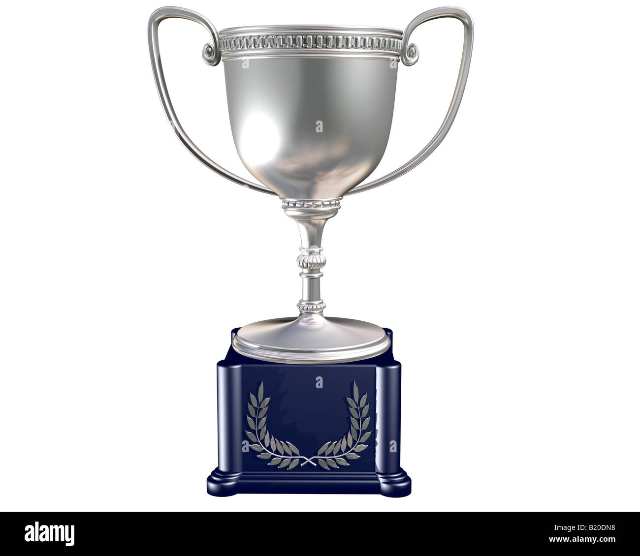 Illustration of a highly polished silver trophy with silver laurel ...