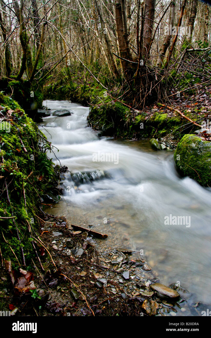 Flowing water in a river in North Wales Stock Photo - Alamy