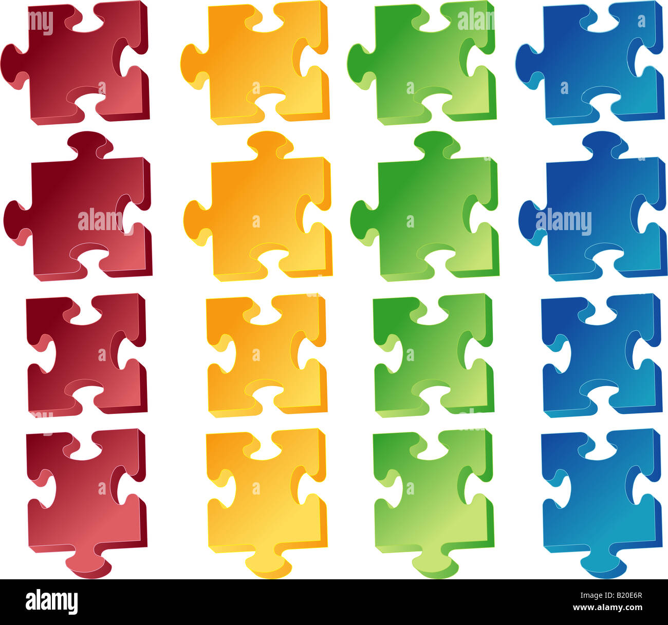 Multicolored jigsaw puzzle pieces illustration Stock Photo - Alamy