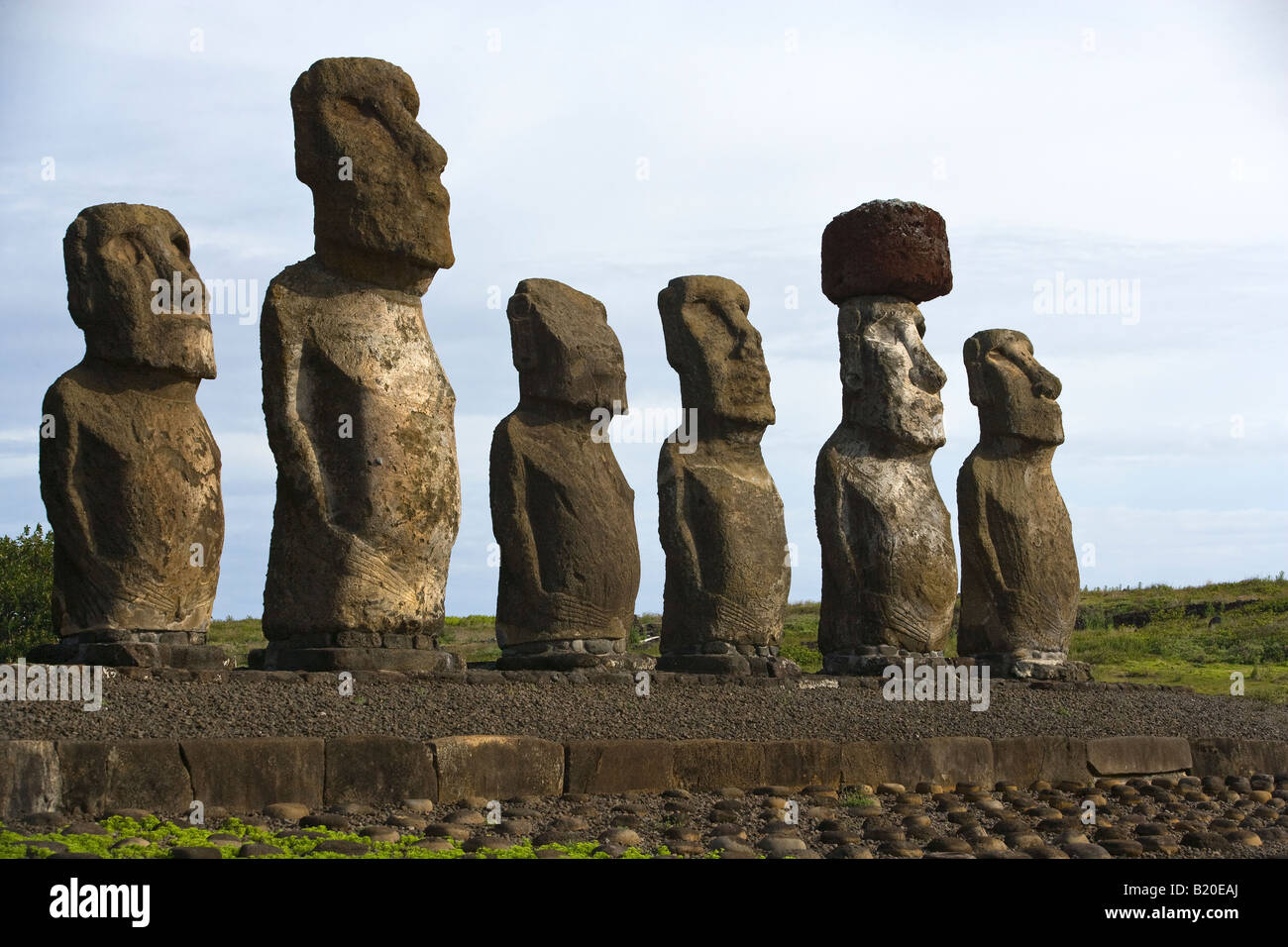 Moai at Tongariki Beach Easter Island Chile Stock Photo - Alamy