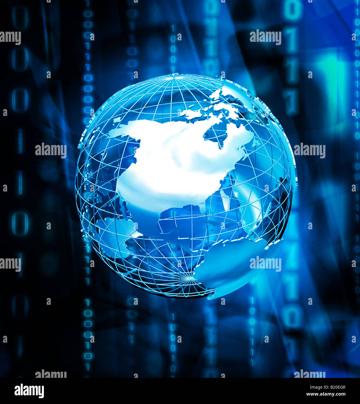 Binary code with globe Stock Photo - Alamy