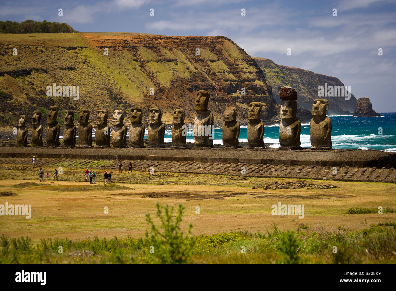 Moai at Tongariki Beach Easter Island Chile Stock Photo - Alamy
