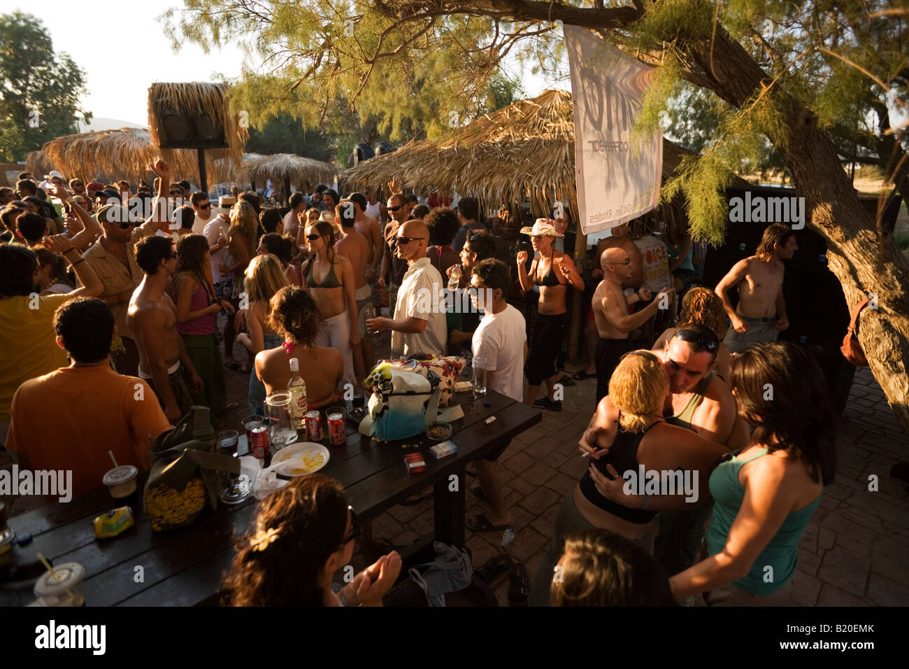 Beach Party at Sirios Beach Bra Gennadi beach Rhodes Greece Stock Photo ...