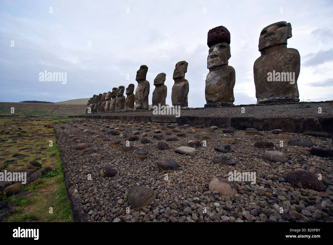 Moai at Tongariki Beach Easter Island Chile Stock Photo - Alamy