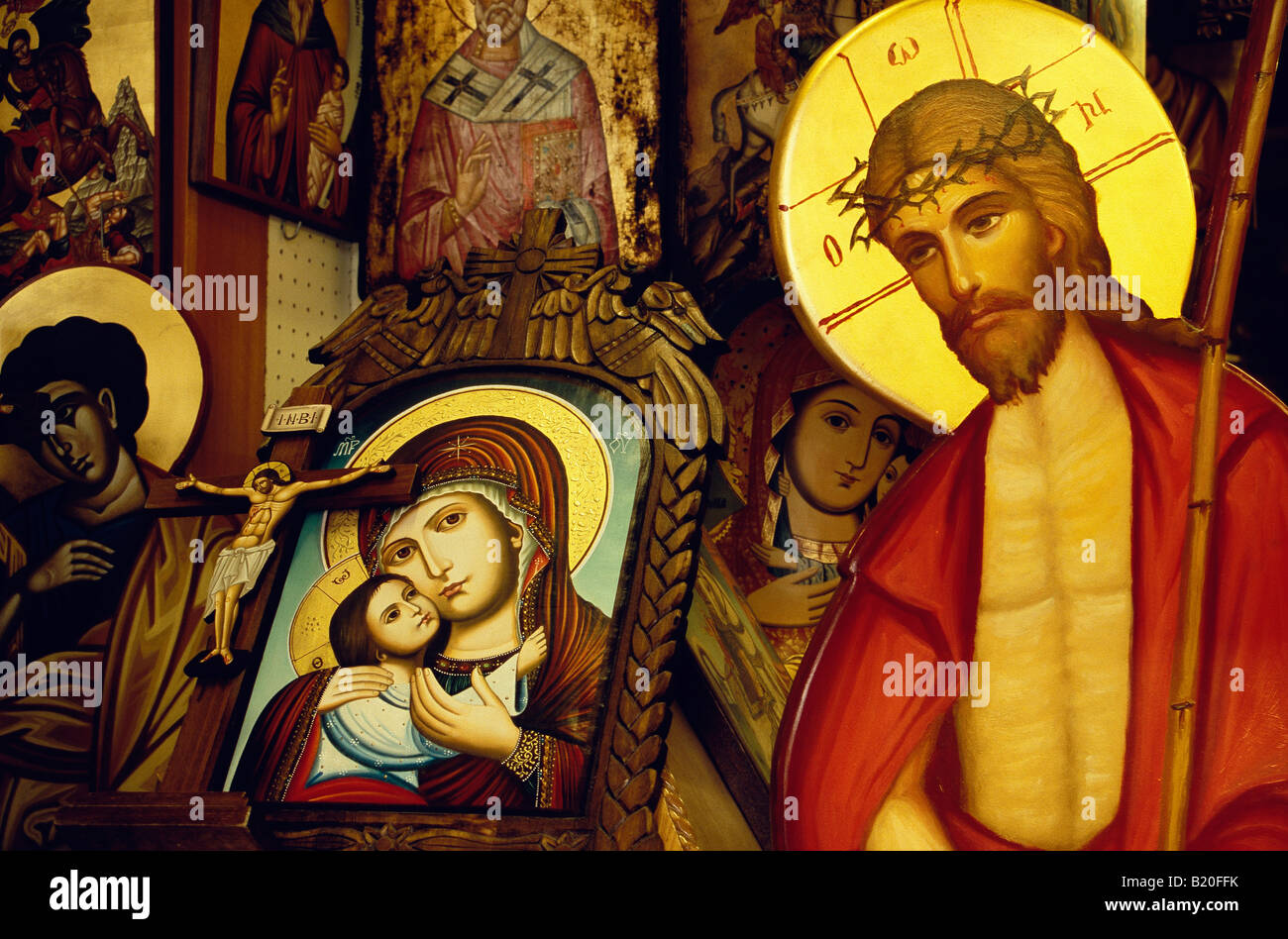 Greek Orthodox Devotional Icons Shop Plaka Athens Greece Stock Photo ...