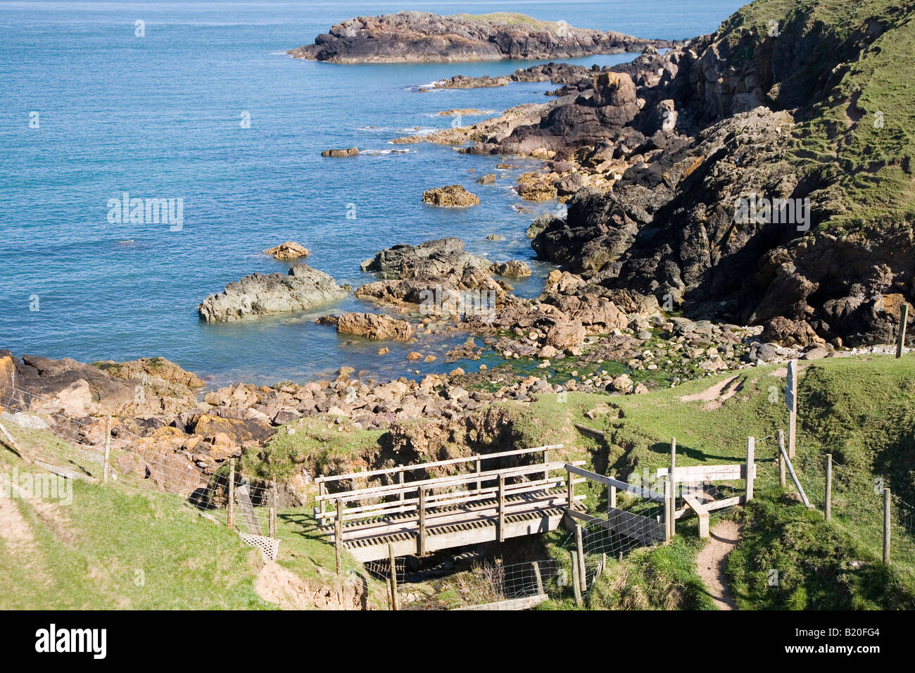 Edge of Wales coastal walk from Carrog Farm to Bryn Swynog Stock Photo ...