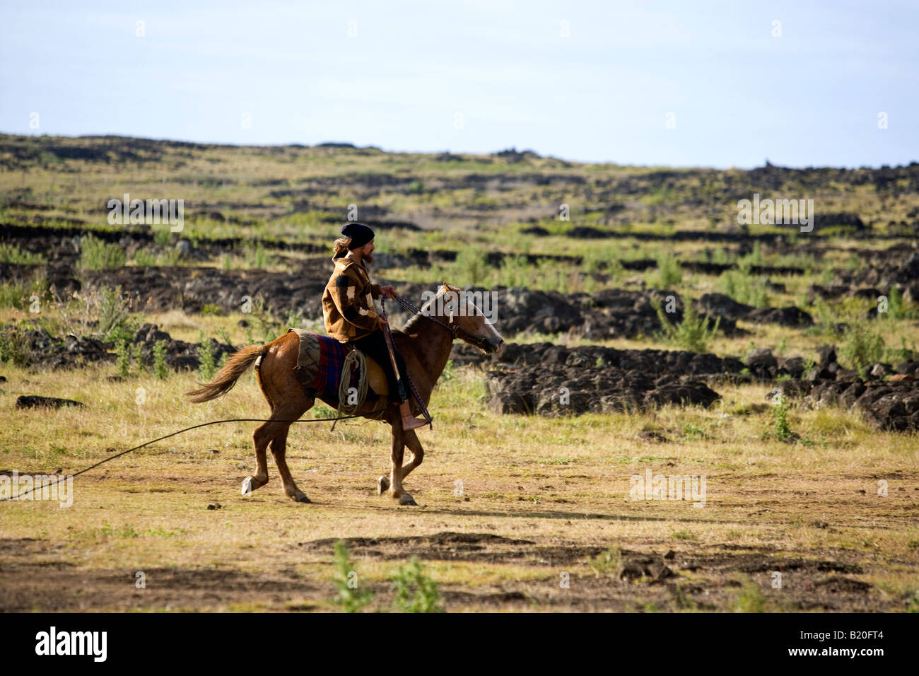 Cowboy Easter Island, Chile Stock Photo - Alamy
