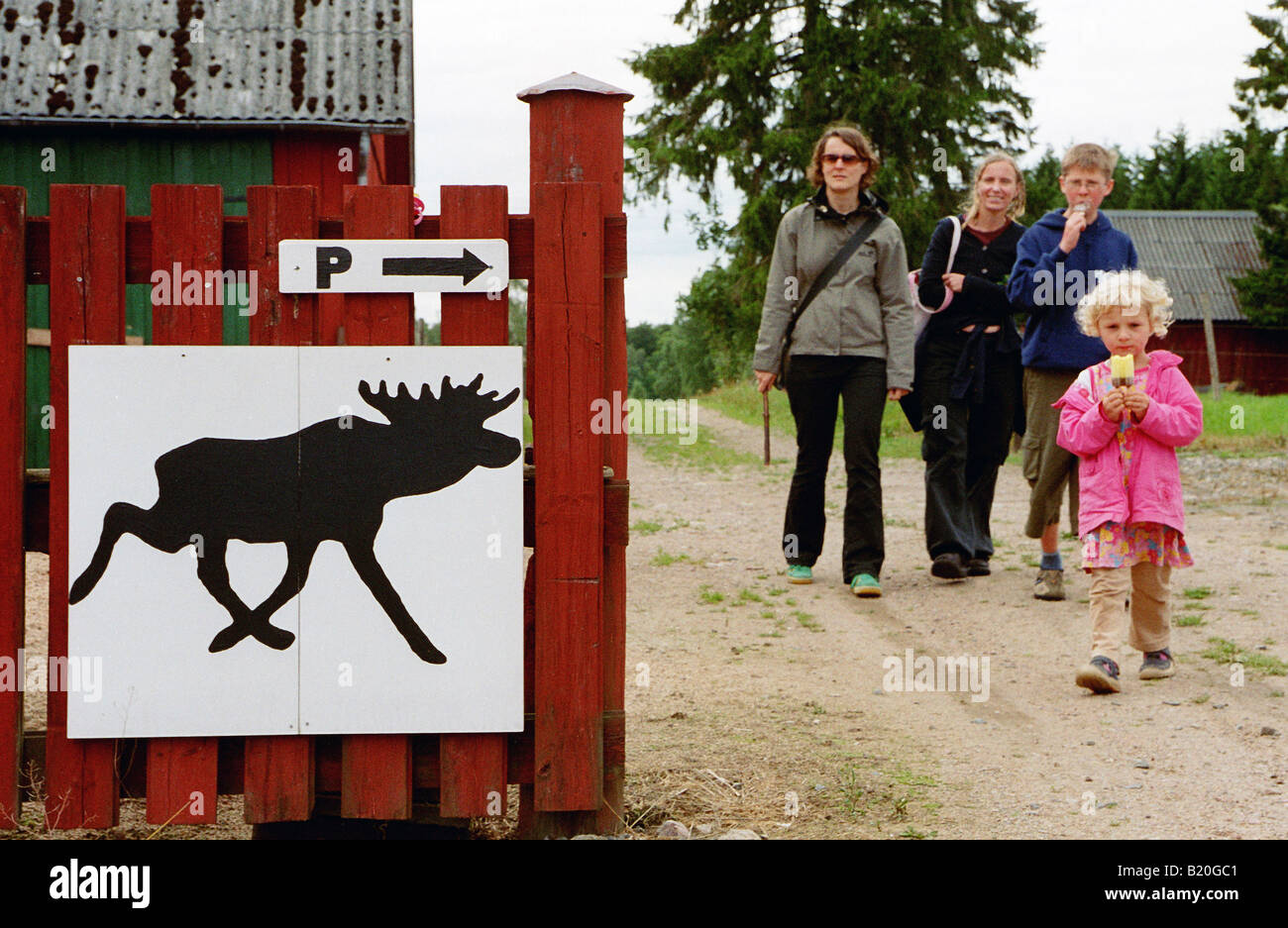 Tourists going into a wild park, Sweden Stock Photo - Alamy