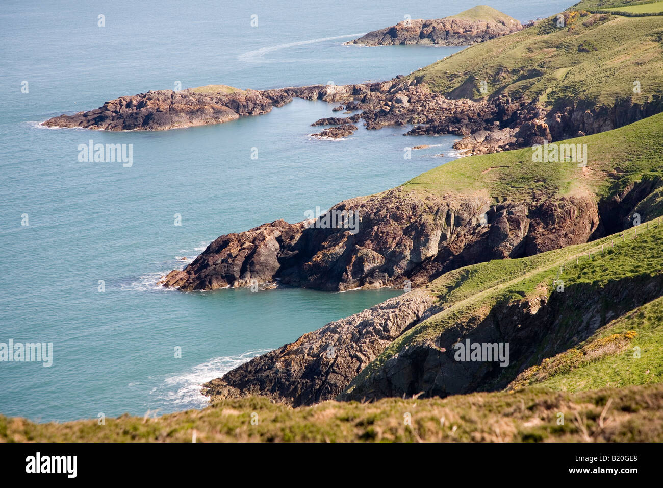 Edge of Wales coastal walk from Carrog Farm to Bryn Swynog Stock Photo ...