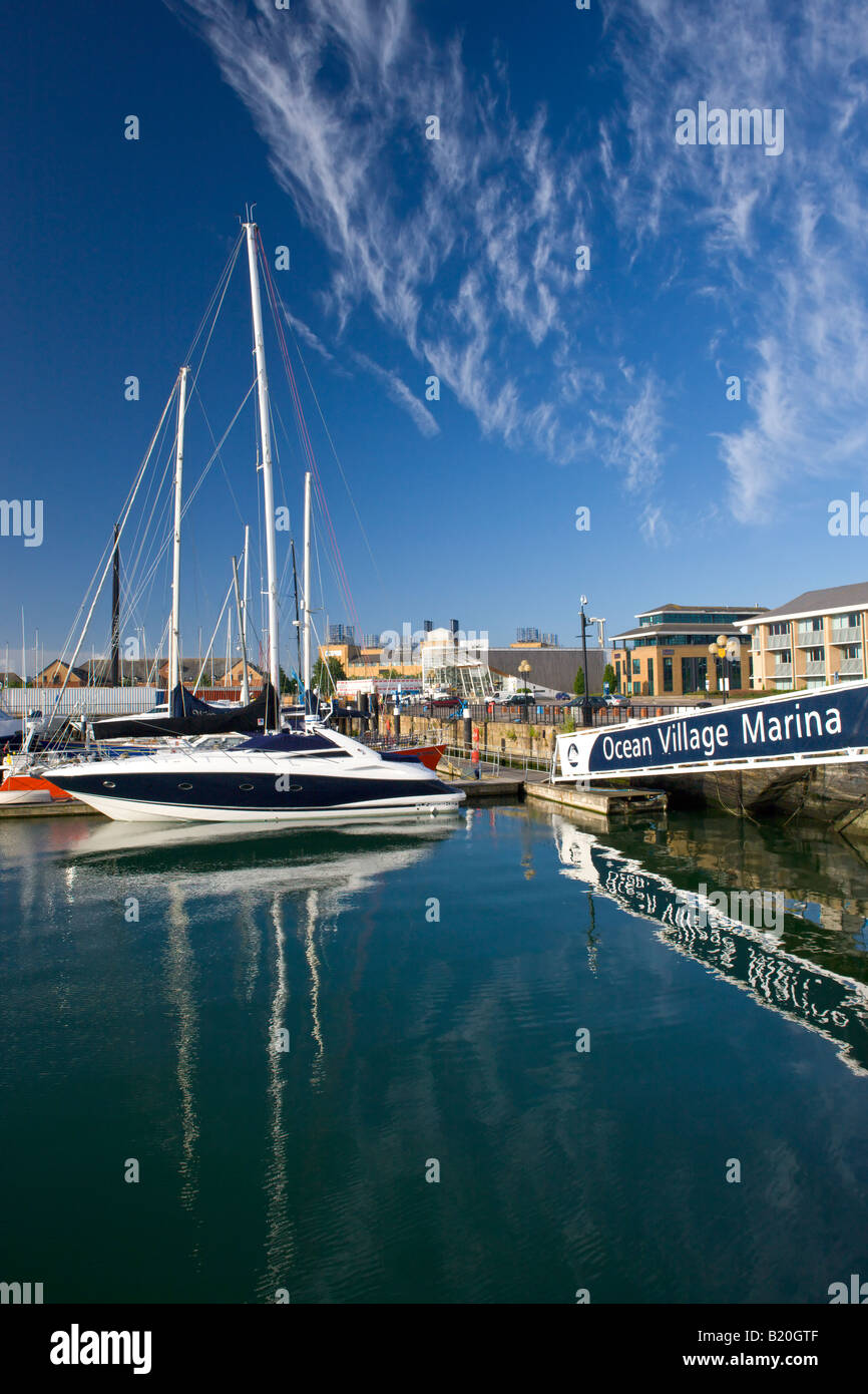 Luxury yachts and motor cruisers moored at Ocean Village Marina ...