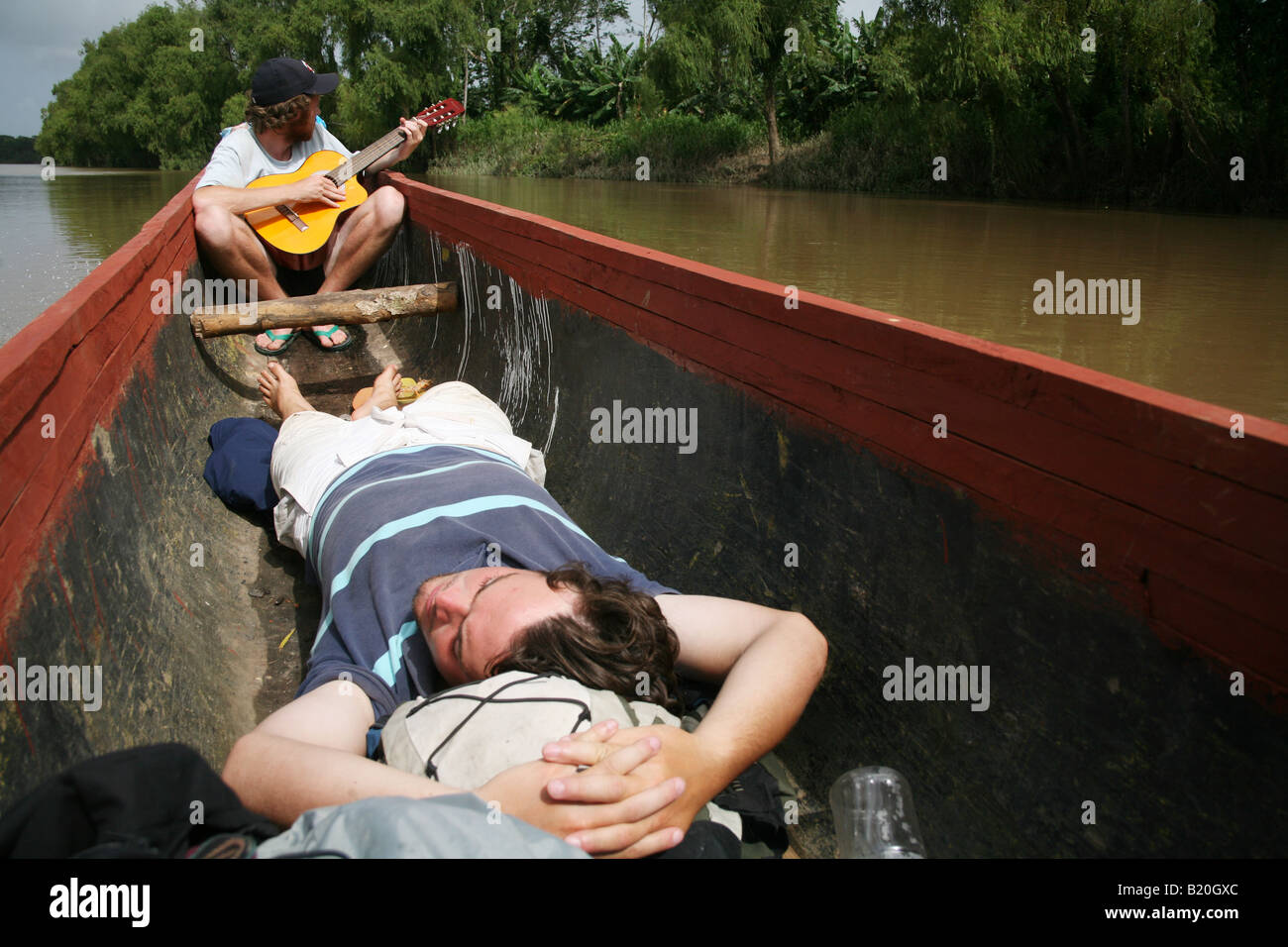 Music and sleep on the Rio Patuca, La Mosquitia, Honduras Stock Photo ...