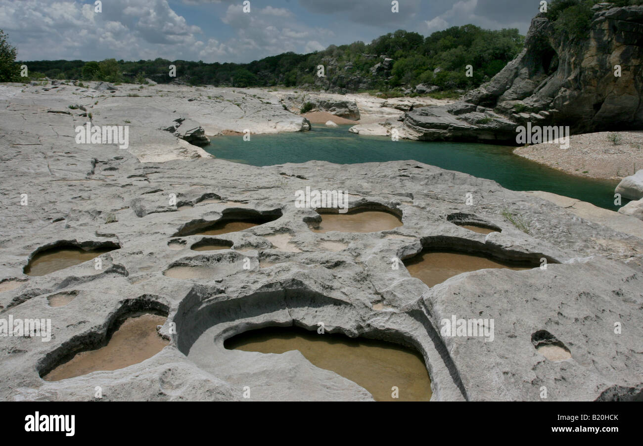 Pedernales Falls State Park river Texas cliff rock pothole Stock Photo ...