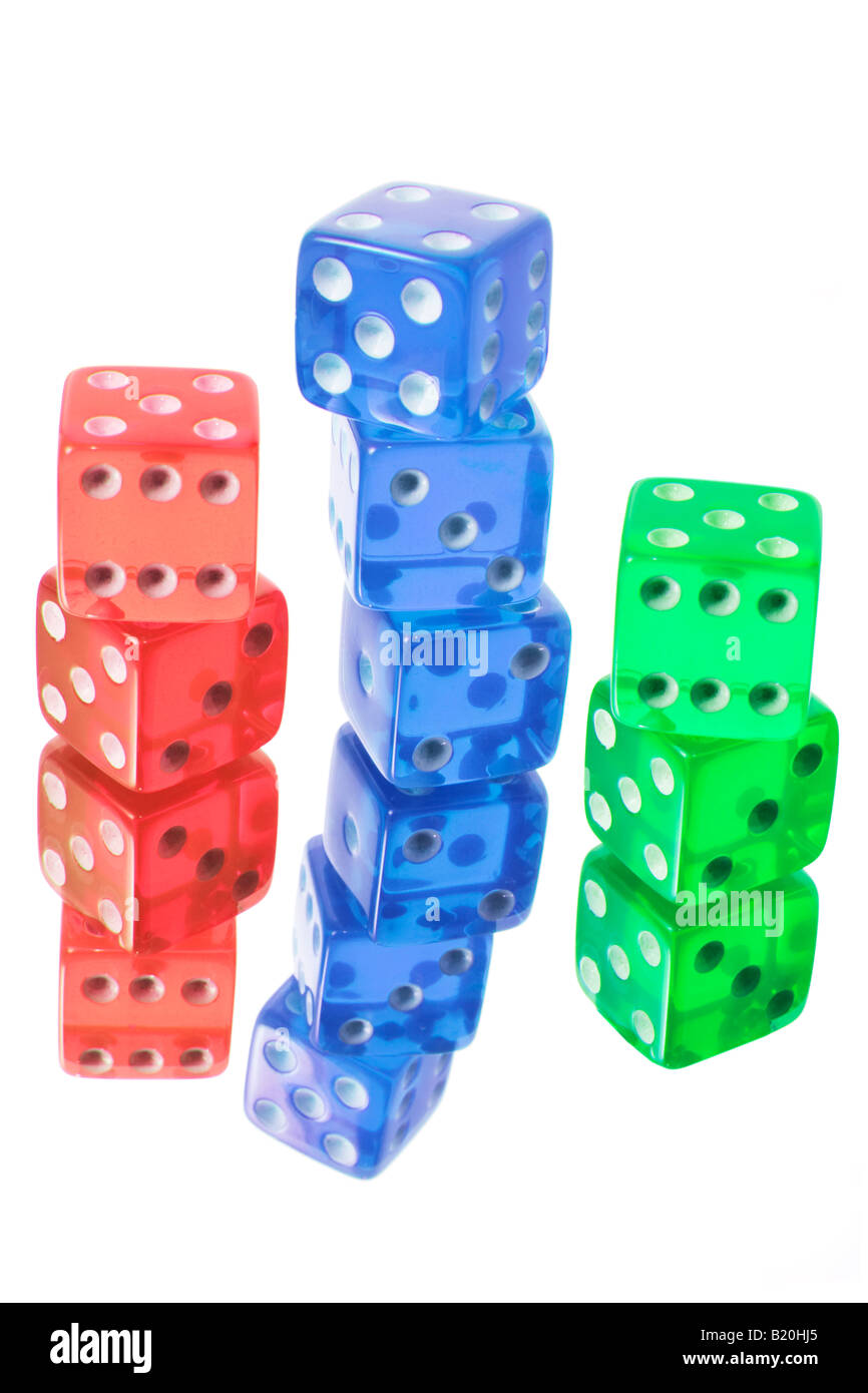 Stacks of Coloured Dice Stock Photo - Alamy