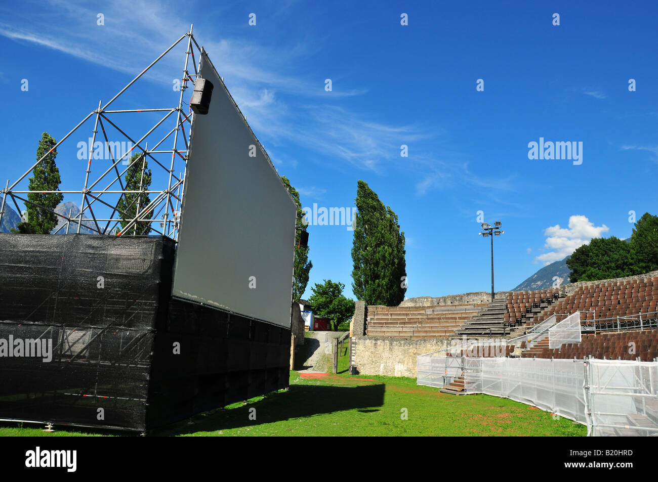 Roman Amphitheatre with Cinema Screen Stock Photo - Alamy