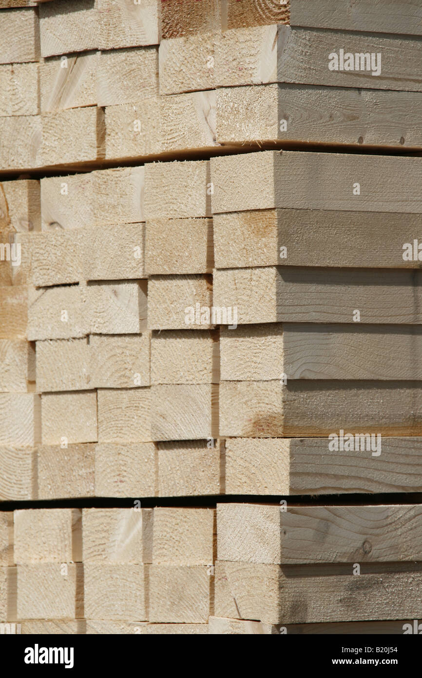 stack on wooden planks in timber yard Stock Photo - Alamy