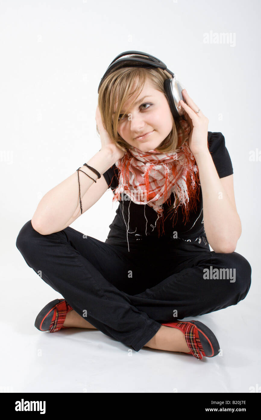 girl listening to music Stock Photo - Alamy
