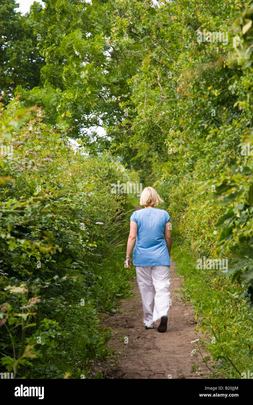 Woman Walking Through Pathway,Suffolk,Uk Stock Photo - Alamy