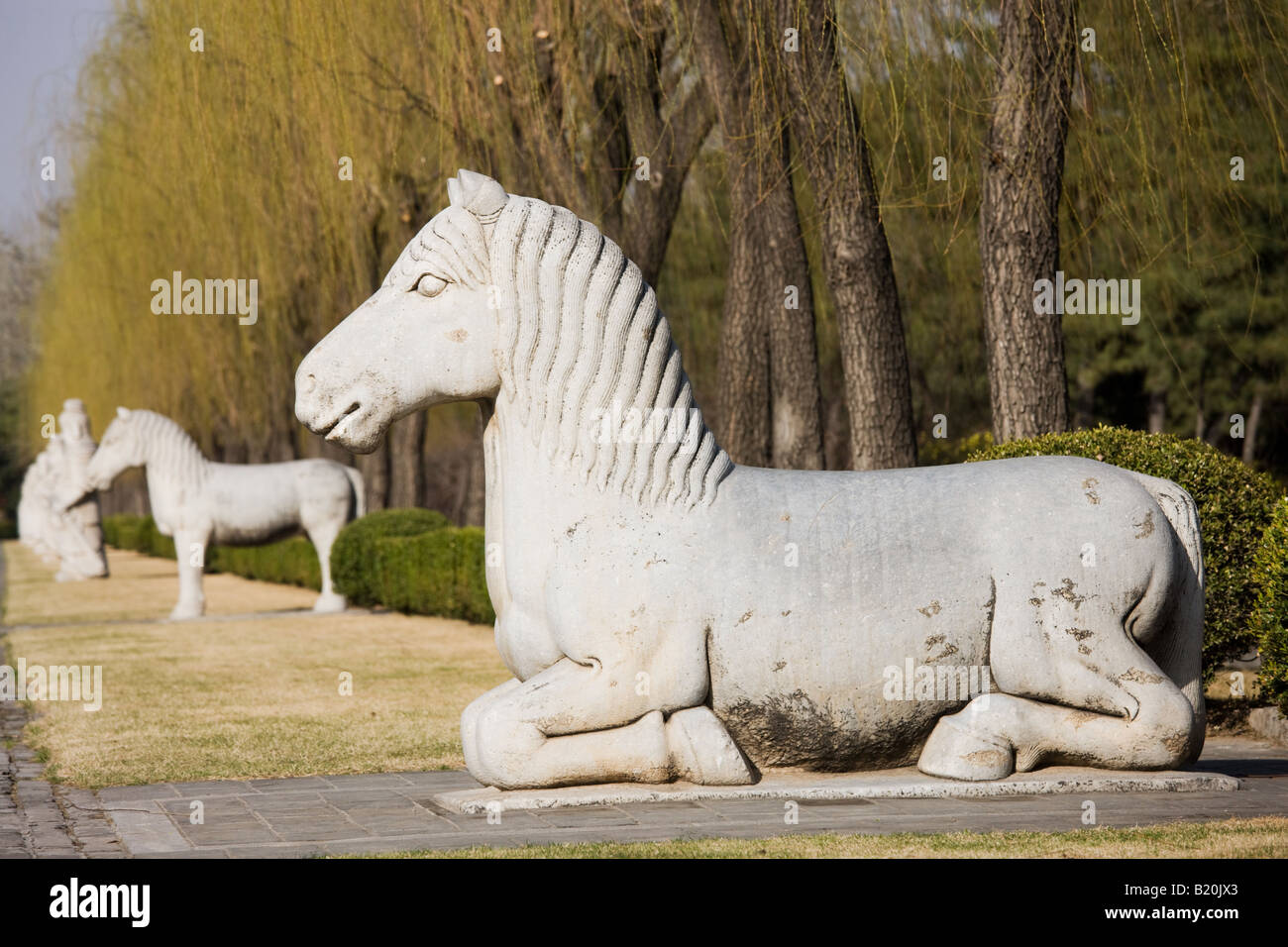 Statue of a resting horse Spirit Way Ming Tombs Changling Beijing China ...