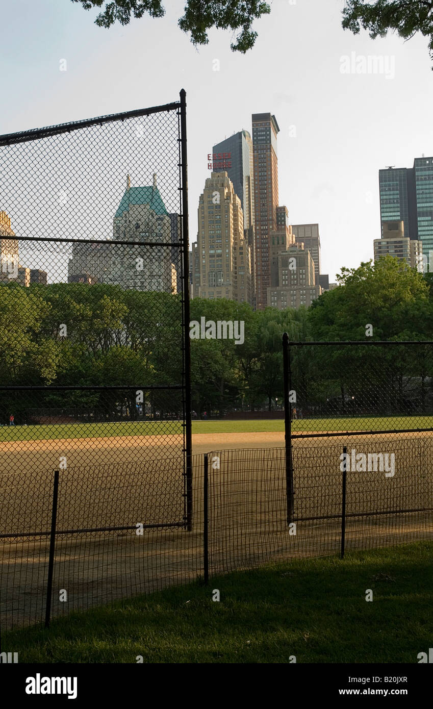 Central Park ball fields and buildings in Manhattan new york city Stock ...