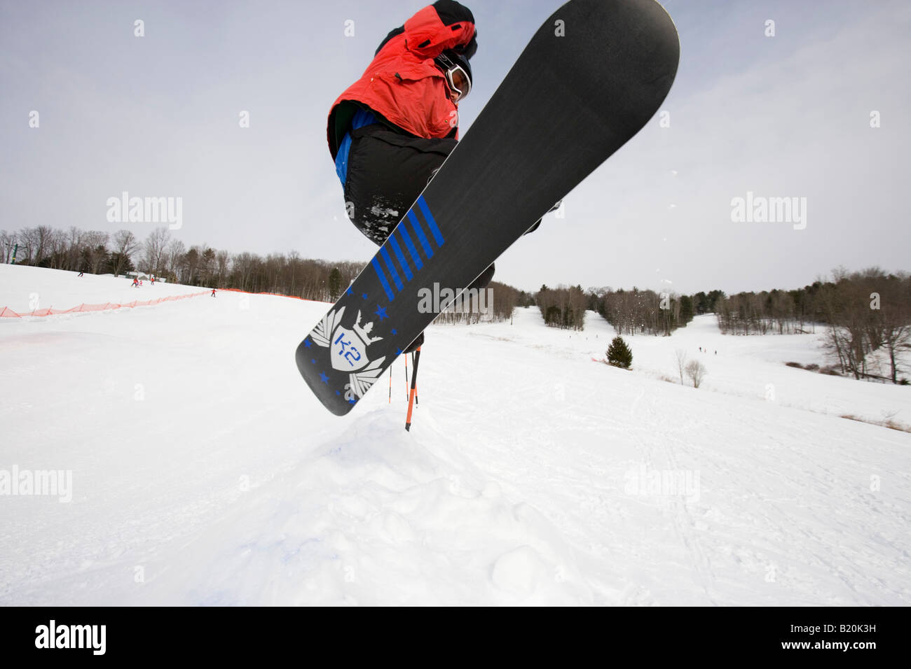 Getting some air on a snowboard at the Quechee Ski Hill in Quechee ...