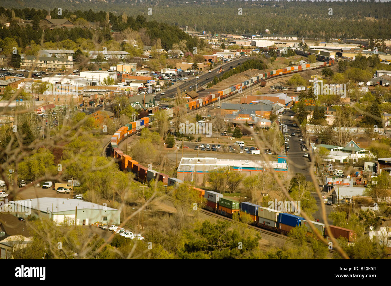 Train passing through Flagstaff Arizona Stock Photo - Alamy