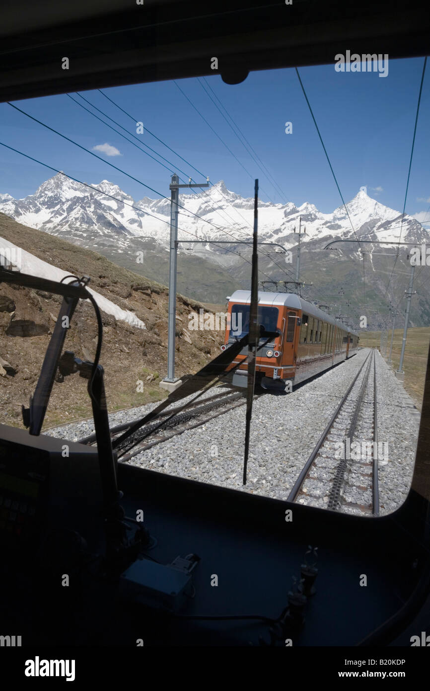 The Gornergrat rack railway near Zermatt Valais Switzerland Stock Photo ...