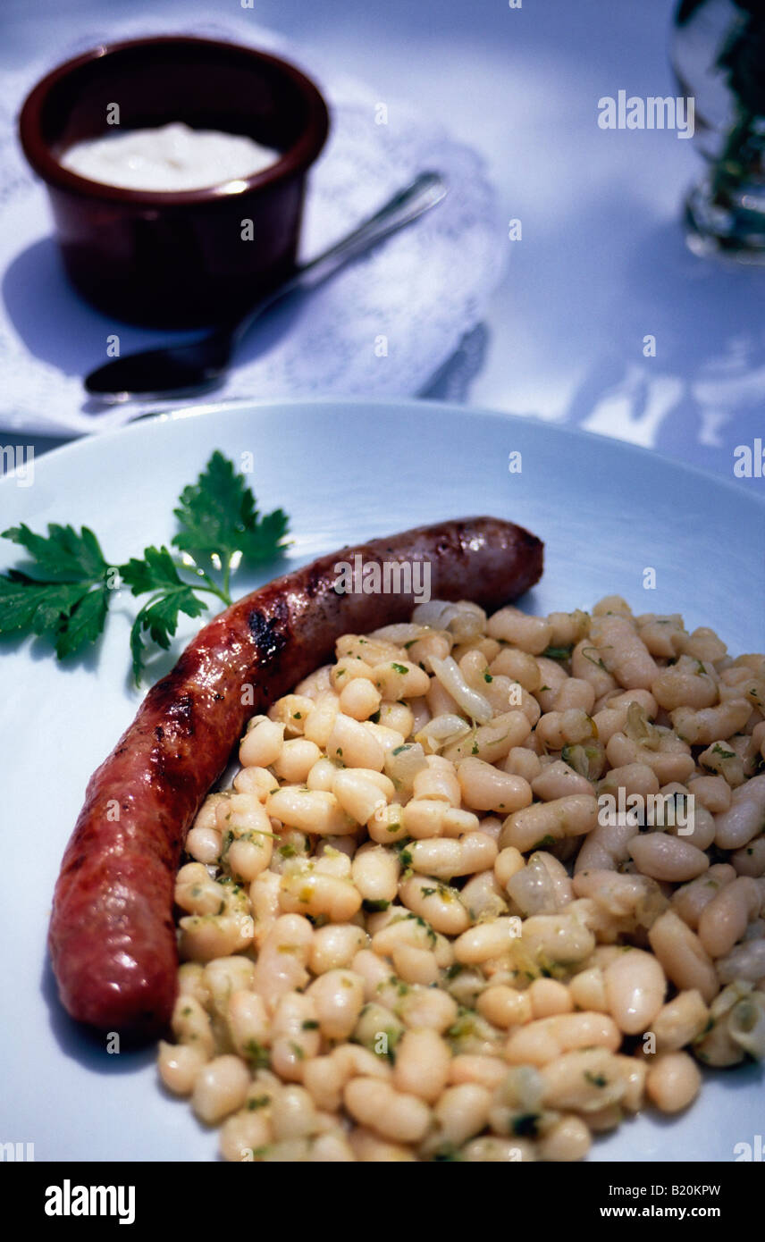 Botifarras sausage with beans Peratellara Costa Brava Catalonia Spain ...
