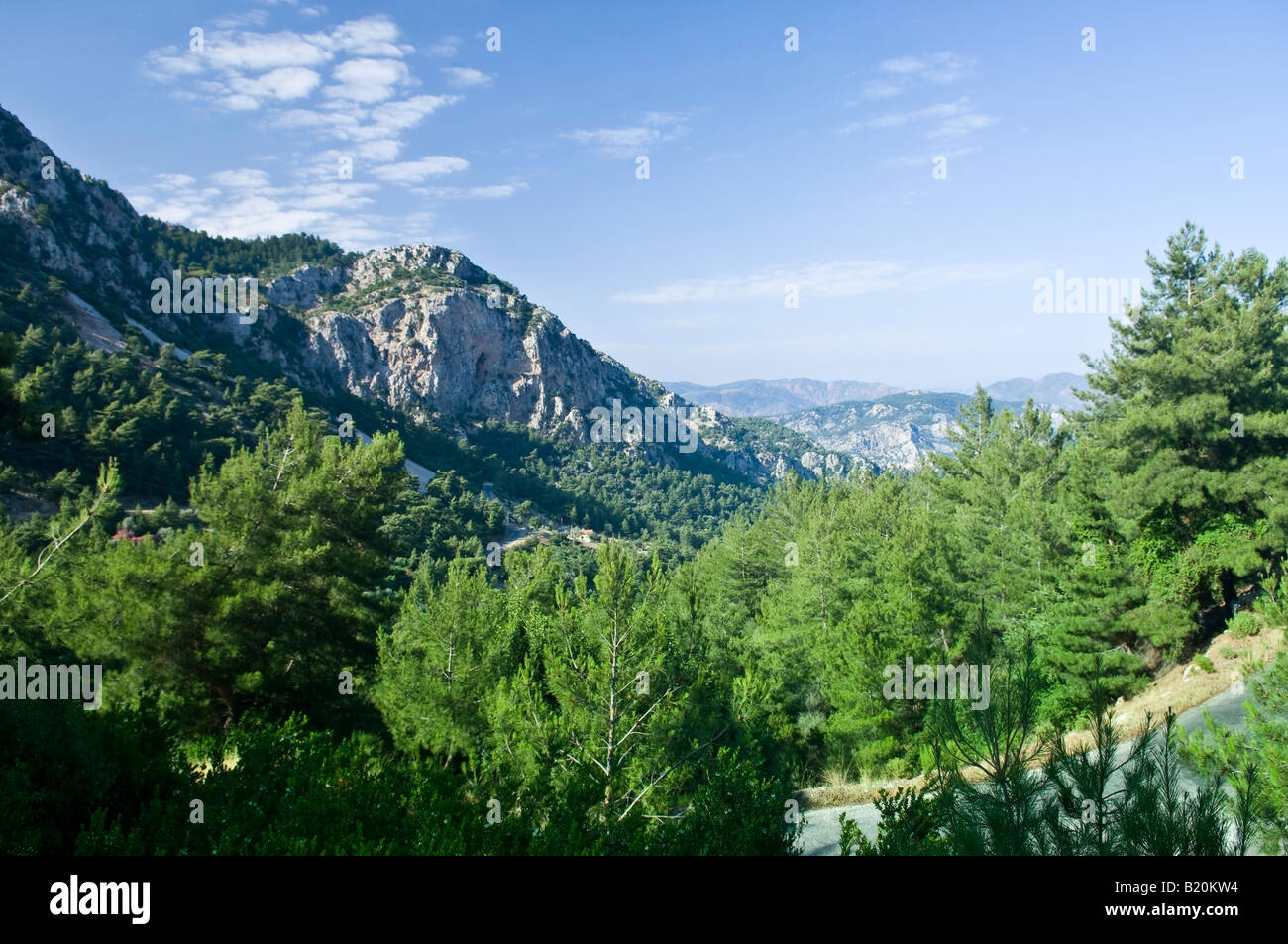 Mountains surrounding resort town of Turunc in Turkish Rivera Mugla ...