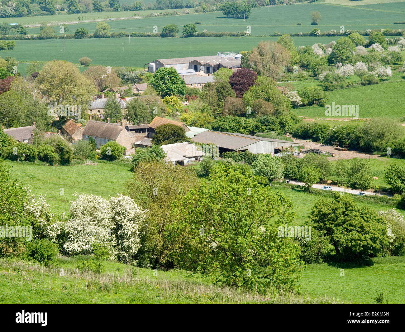 Rural countryside surrounding the hillside fort of Cadbury Castle ...