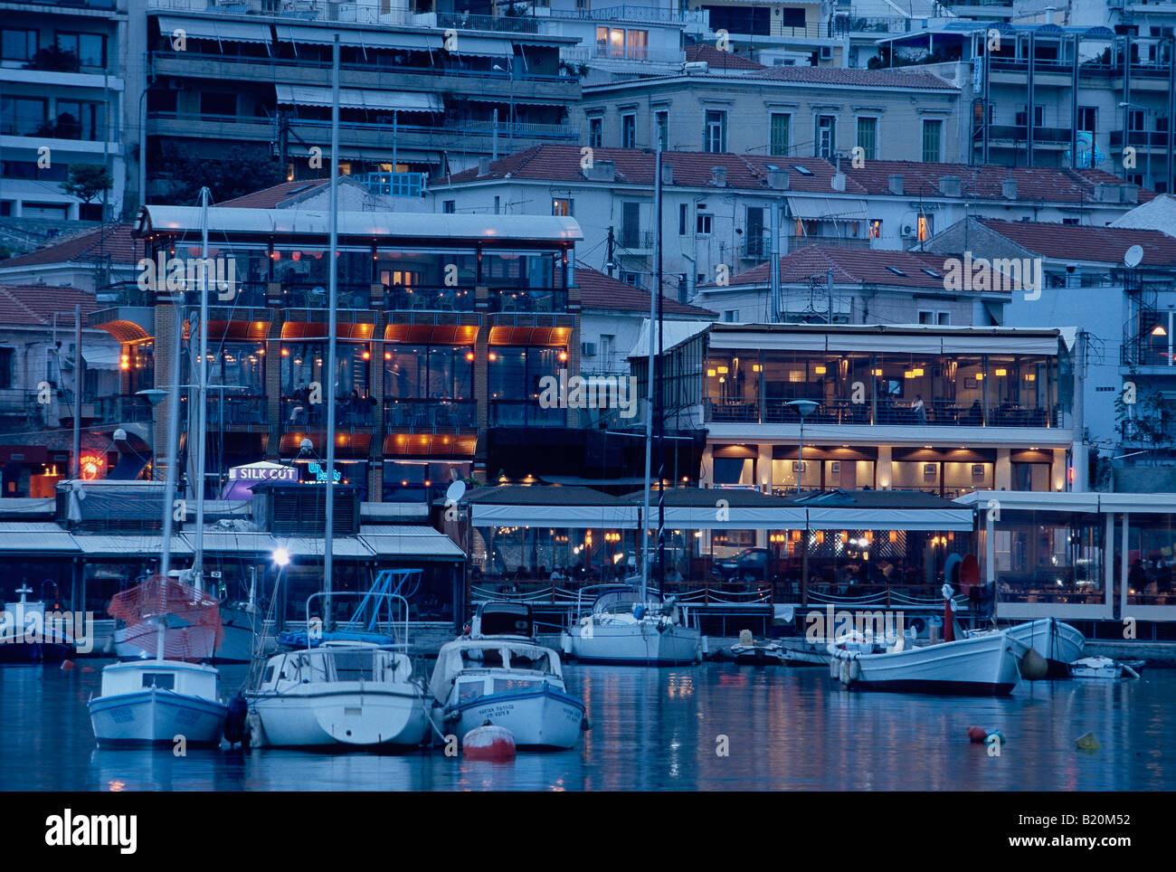 Restaurants Microlimano Harbour Pireas Athens Greece Stock Photo - Alamy