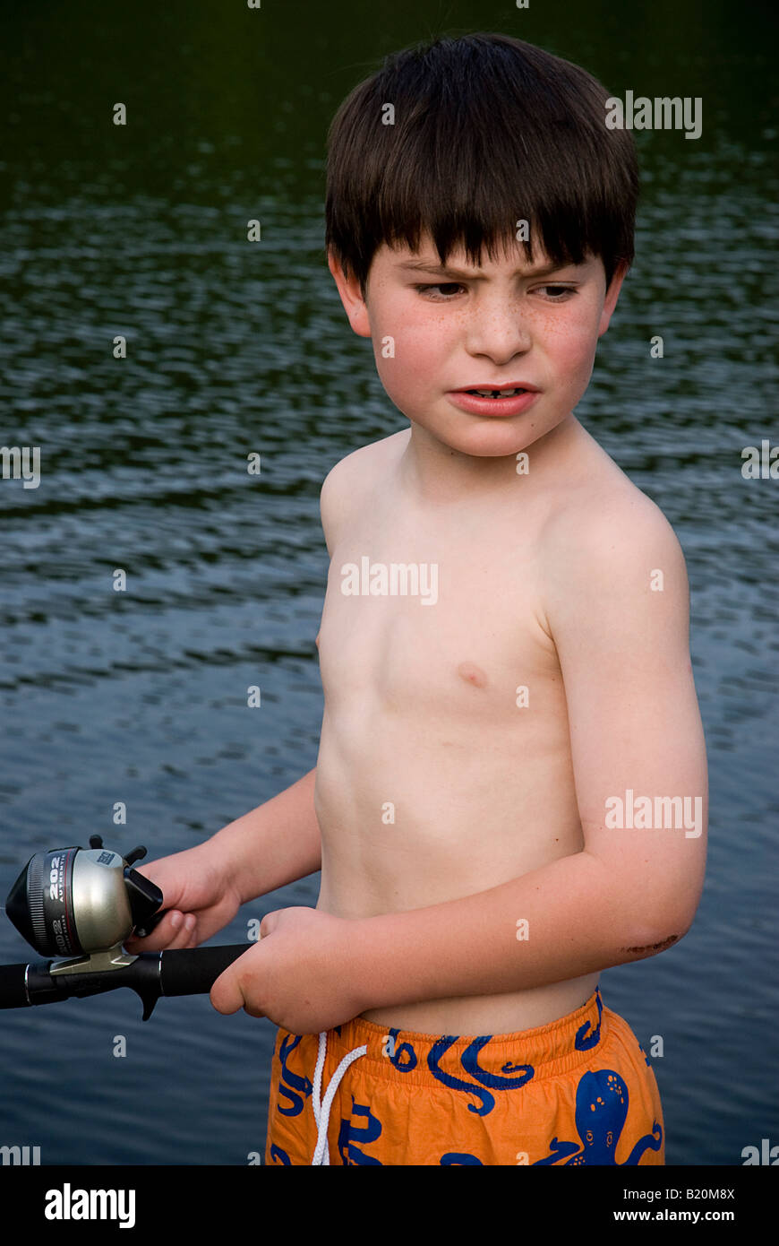 Little Boy Fishing Stock Photo - Alamy