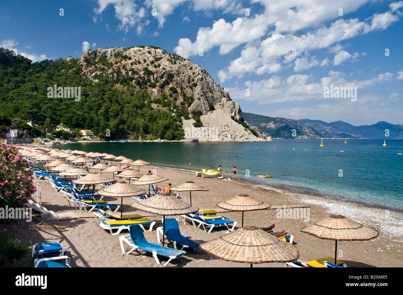Beach in resort town of Turunc Mugla Turkey Stock Photo - Alamy