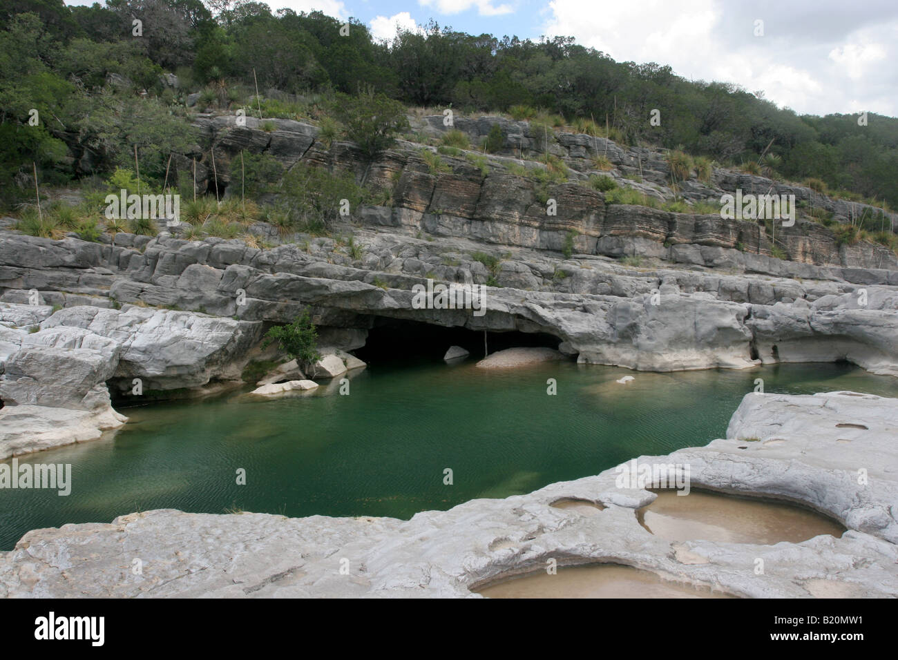 Pedernales Falls State Park river Texas cliff rock pothole Stock Photo ...
