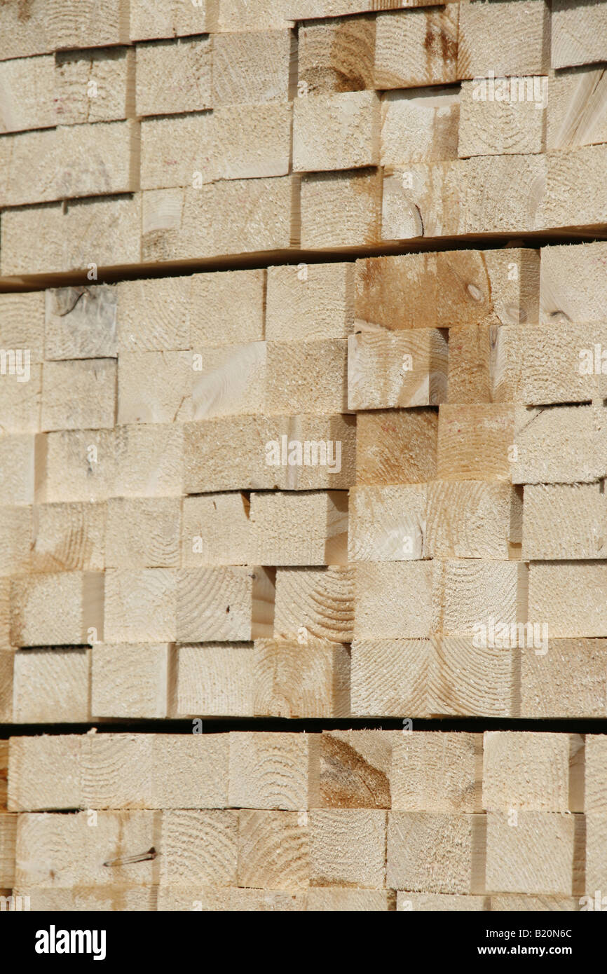 stack on wooden planks in timber yard Stock Photo - Alamy