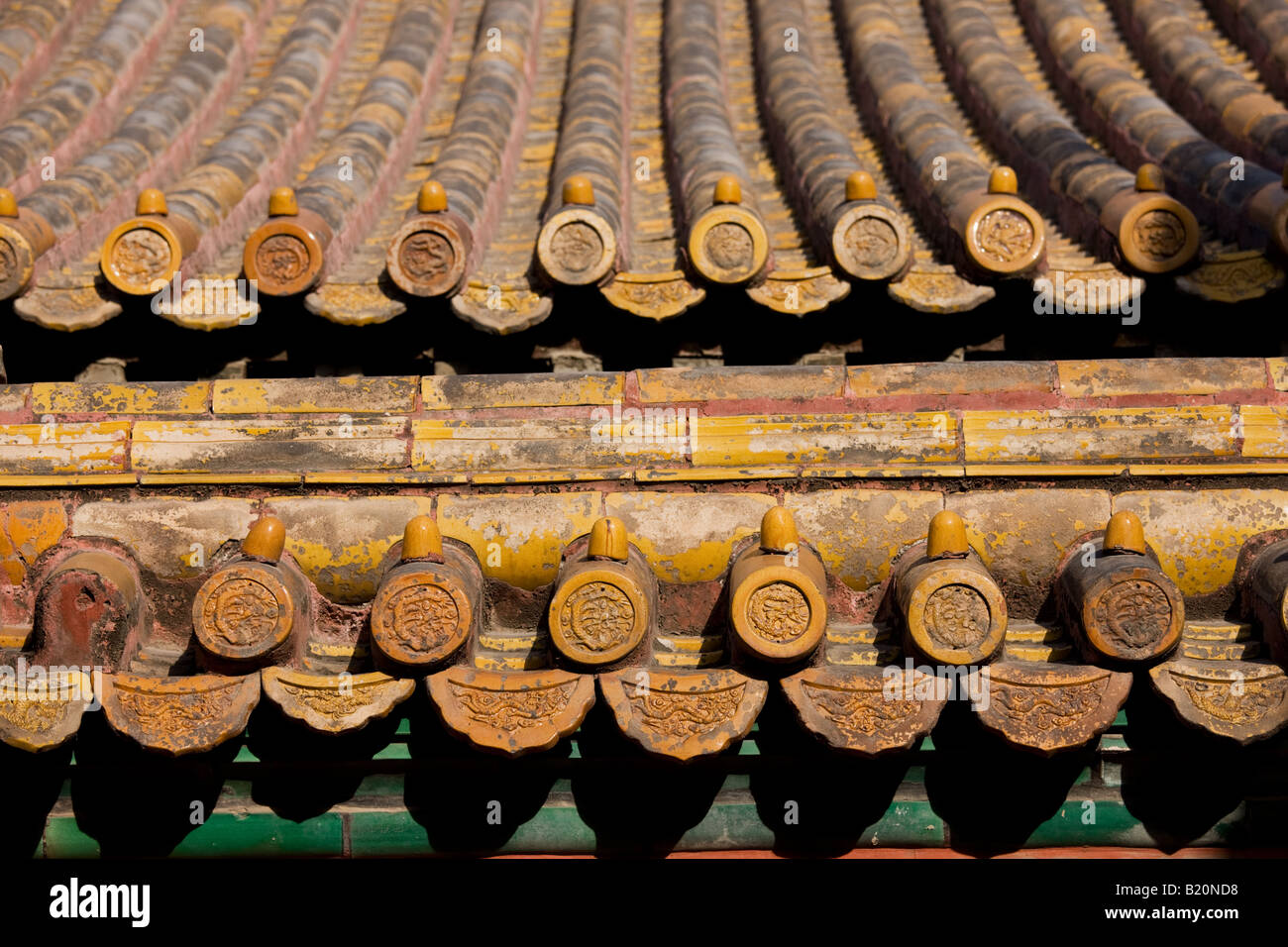 Renovated traditional style tiled roof in the Imperial Palace Forbidden ...