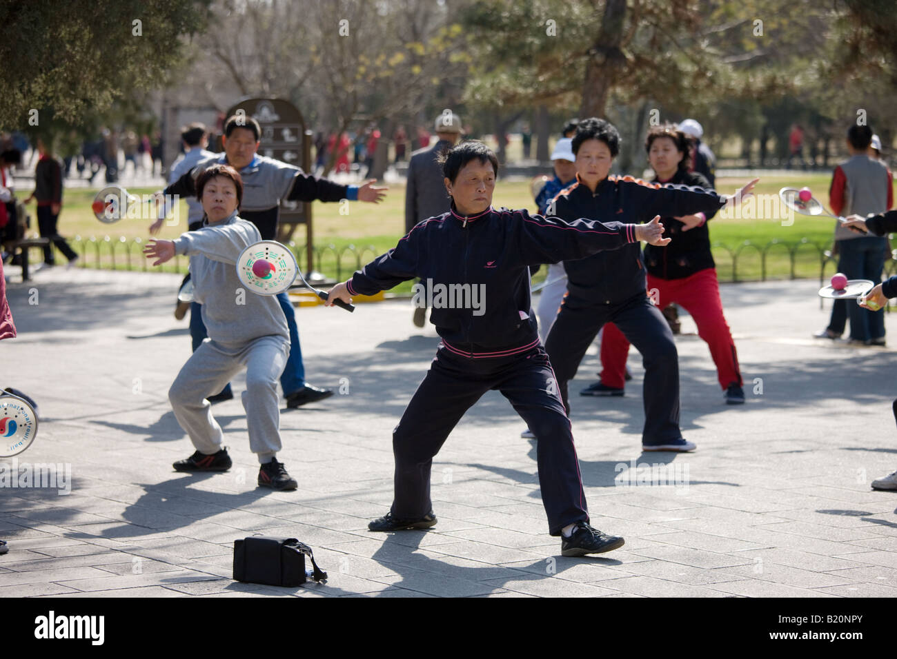 Tai chi with bat and ball in park of the Temple of Heaven Beijing China ...