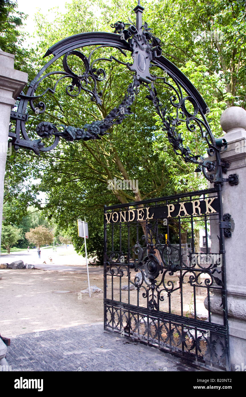 wrought iron gate entrance to vondel park amsterdam capital holland ...