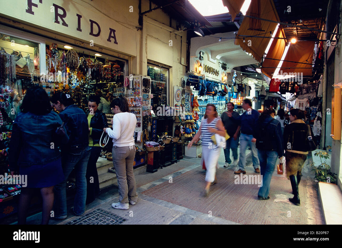 Shopping in Market Plaka Athens Greece Stock Photo - Alamy