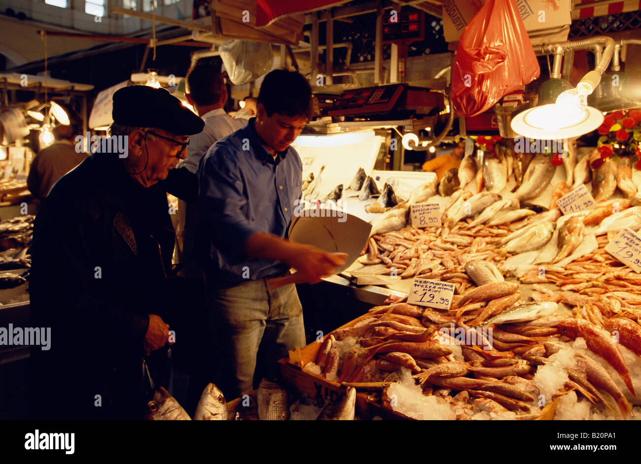 Fish section Central Market Athens Greece Stock Photo - Alamy