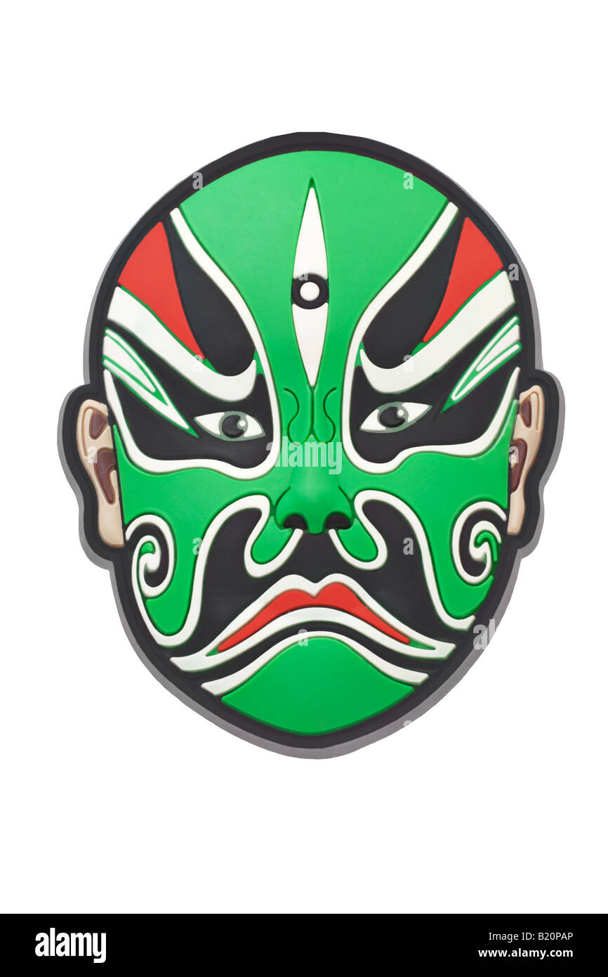 Chinese Beijing opera green mask on white background Stock Photo - Alamy
