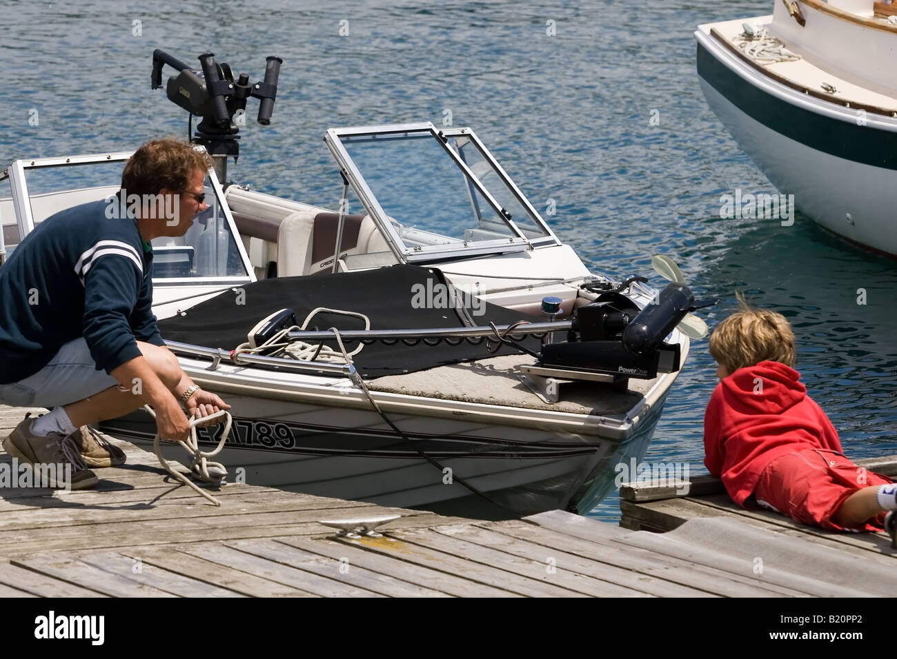 Father and Son boating Stock Photo - Alamy